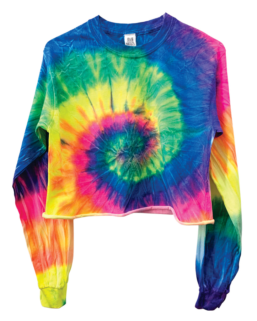 Neon Rainbow Tie-Dye Cropped Long Sleeve Unisex Tee – Era of Artists